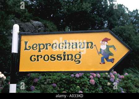 Irish Leprechaun road crossing sign Killarney National Park Stock Photo ...