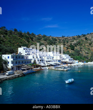 the little town Loutro on the Southern Coast of the Greek Island of ...