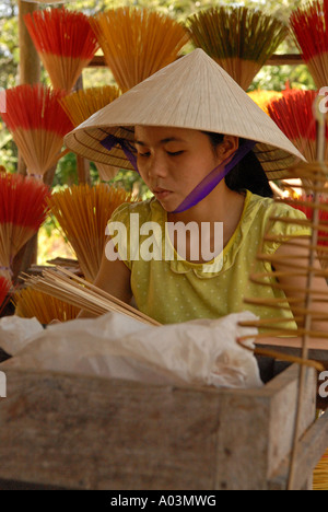 Worker rolling incense sticks Tu Duc Village Central Vietnam Stock ...
