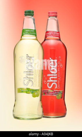A bottle of Shloer sparkling red grape juice drink on a white ...