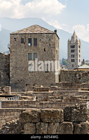 Aosta - Roman theatre & amphitheatre Stock Photo - Alamy