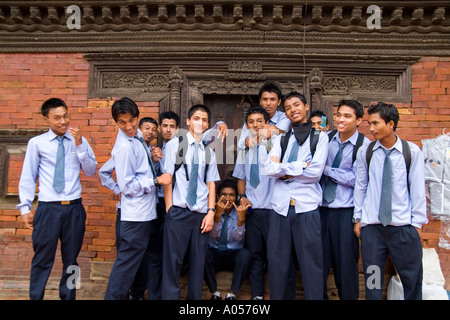 Asia, Nepal, Kathmandu, High School girls in uniform Stock Photo ...
