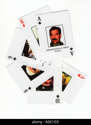 Saddam Hussein playing cards, Iraq war most wanted playing cards Stock ...