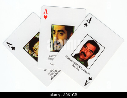 Saddam Hussein playing cards, Iraq war most wanted playing cards Stock ...
