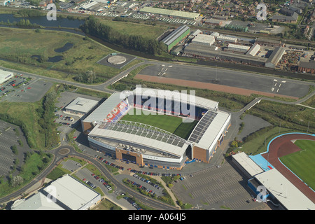 Aerial view of Wigan Athletic Football Club, also known as the JJB ...