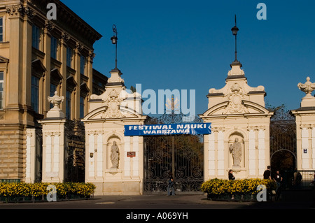 Entrance gate to Warsaw University, statues of Urania symbol of ...