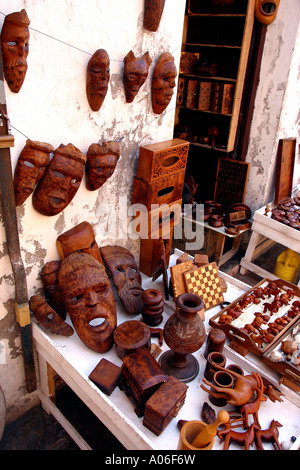 Morocco Essaouira carved thuya wood masks Stock Photo - Alamy