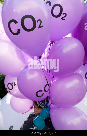 Co2 balloons at the I Count climate change rally in London, UK Stock ...
