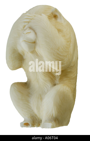 Japanese carved ivory monkey. Speak no evil Stock Photo - Alamy