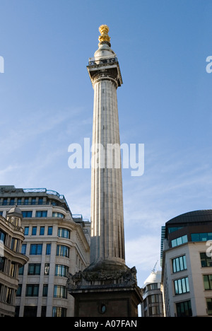 The Monument, a column marking the Great Fire of London as viewed from ...
