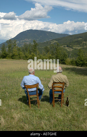 two brothers in italy enjoying the land they once worked Stock Photo ...