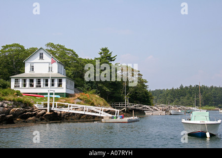 Cozy Harbor in West Southport, Maine, USA on a summer day Stock Photo ...