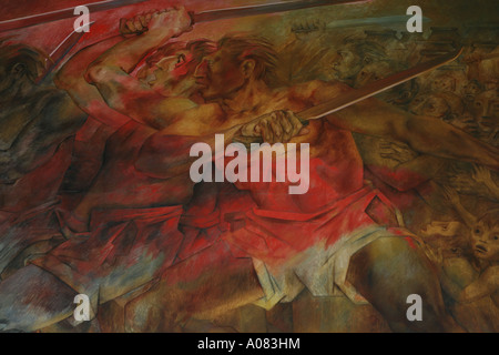 Paintings of the history of the Yucatan Peninsula at Museo Macay, the ...