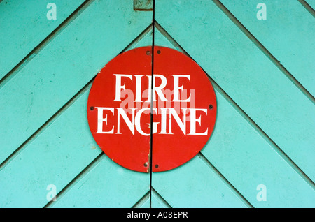 Fire engine sign - Portmeirion village, Gwynedd, North Wales Stock ...