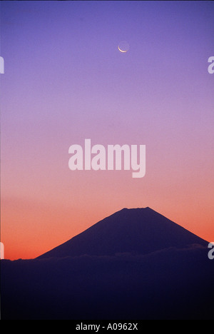 Red Mt. Fuji and the moon Stock Photo - Alamy
