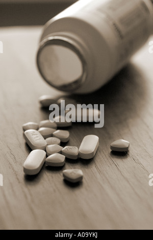Close up of prescription medicine. Pill packaging isolated on black ...