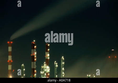 France Berre Petroleum Refinery Illuminated Chimneys At Night Stock ...
