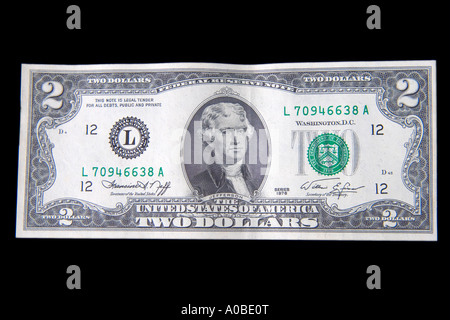 two American dollar bill, two United States dollar paper banknote parts ...