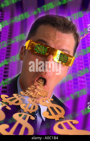 Businessman with financial graphic coming from hand Stock Photo - Alamy