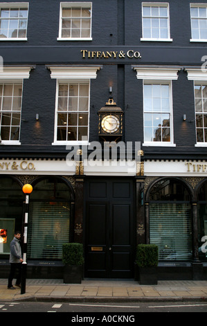 Clock, Tiffany and Co., Old Bond Street, Mayfair, London, UK Stock ...