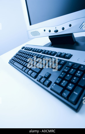 Still life of computer monitor and keyboard Stock Photo - Alamy