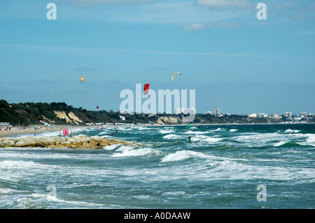 kite surfing and windsurfing in Poole Harbour Dorset UK Stock Photo - Alamy