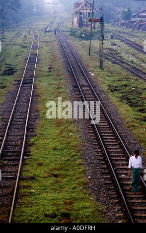 Stock photograph of the railway yards and signal building at Bago in ...