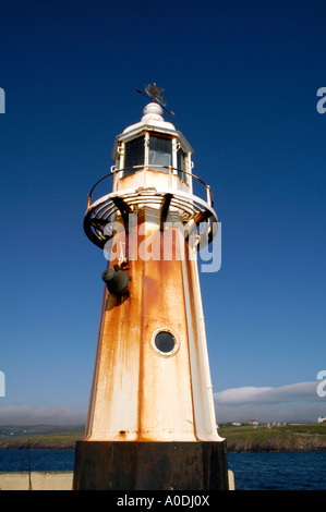 Lighthouse at Peel Harbour, Isle of Man Stock Photo - Alamy