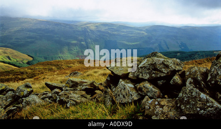 View across Moffat Water Glacial valley from White Coomb Stock Photo ...