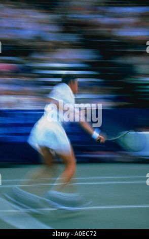 Tennis player alone on a court Stock Photo - Alamy