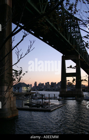 underneath Tobin Bridge linking Chelsea to Boston Massachusetts October ...
