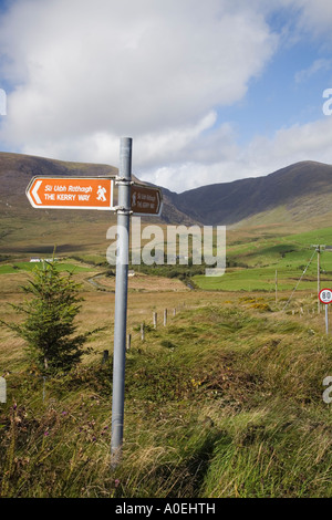 Kerry Way long distance footpath sign post below Coomcallee mountain ...