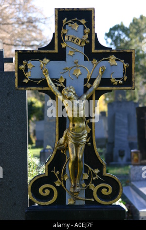 Vienna, Austria. Vienna Central Cemetery. Jesus on the cross with ...