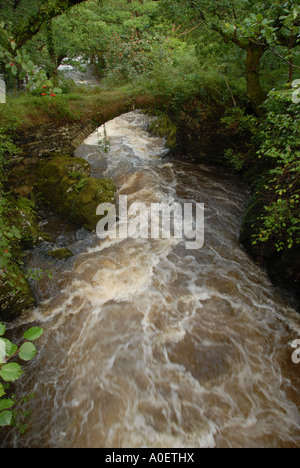 Disused Footbridge Over River Machno in Flood near Betws y Coed ...