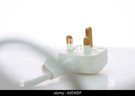 UK style three pin plug showing colours for earth live and neutral plus ...