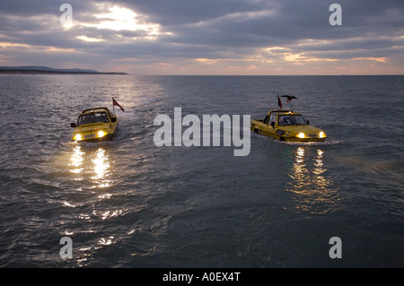 Two Dutton amphibious cars crossing the English Channel Stock Photo - Alamy