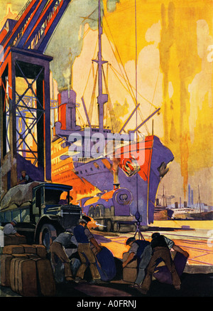 Cargo port illustration Stock Photo - Alamy