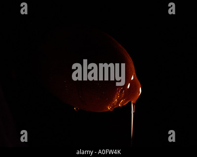 lemon with honey on a black ground Stock Photo - Alamy