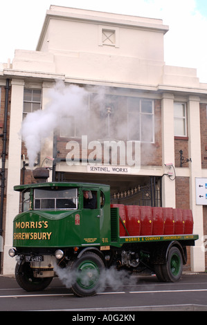 1931 vintage sentinel steam lorry speeding through the british ...