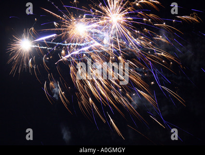 Colourful explosion of big fireworks and rockets at the annual Plymouth ...