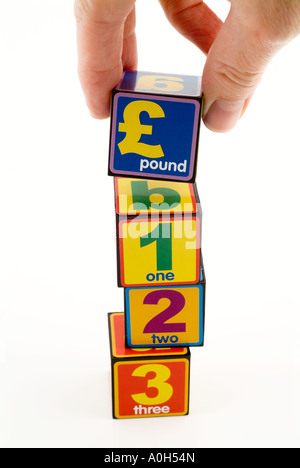 toy building blocks concept of money and jobs with the dollar Stock ...