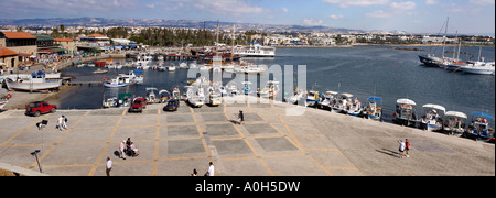Cyprus, Paphos, Paphos Harbour, Waterfront with Restaurants Stock Photo ...