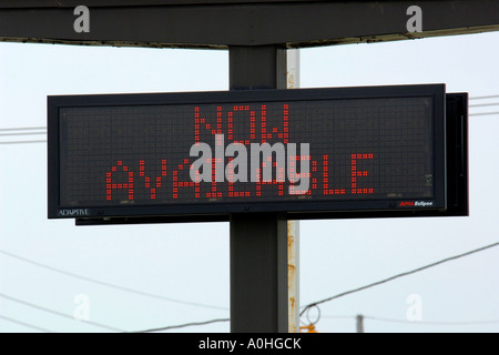 LED Information computer sign showing a message in red lettering Stock ...