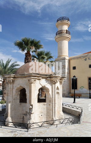 Minaret and fountain house in Ierapetra, Eastern Crete, Greece Stock ...