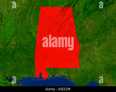 Highlighted Satellite Image Of Alabama United States Of America Stock ...