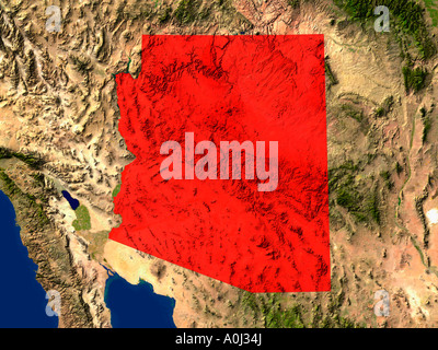 Highlighted Satellite Image Of Arizona United States Of America Stock ...