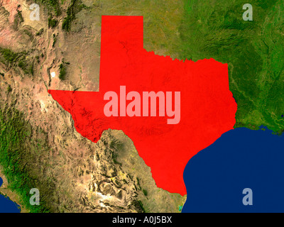 Highlighted Satellite Image Of Texas United States Of America Stock ...