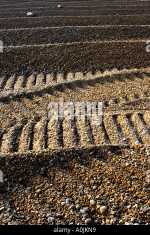 Tractor marks on pebble beach Stock Photo - Alamy