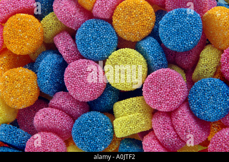 Multicoloured coloured liquorice allsorts, invented by Basset's. Also ...