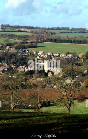 The English Cotswold village of Blockley with a view of the parish ...